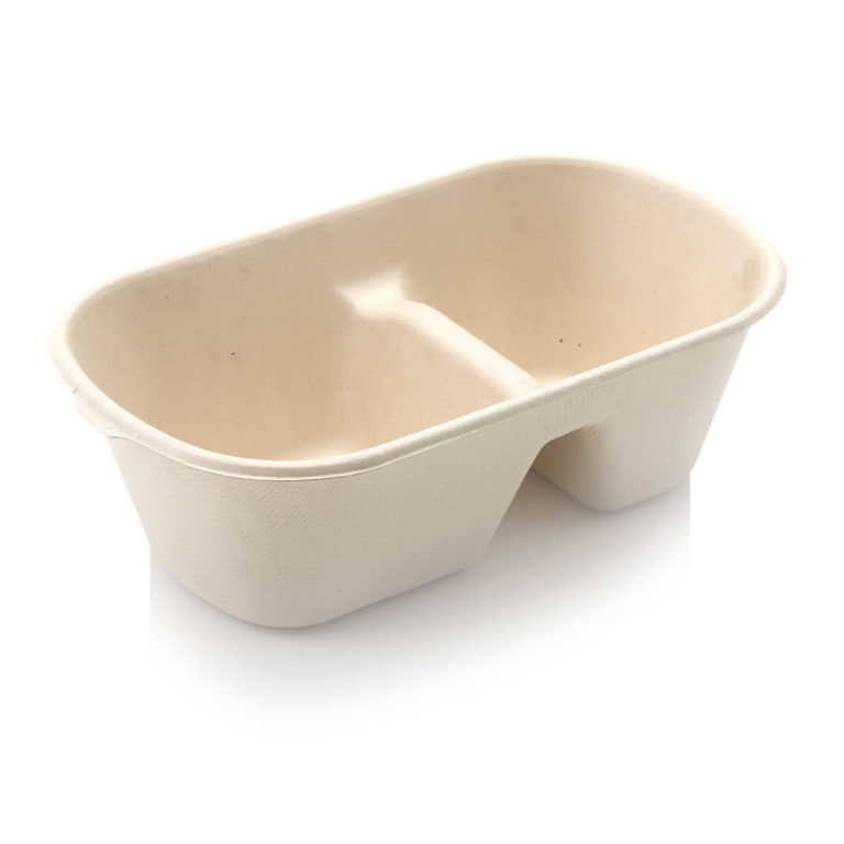 Biodegradable 1000ml Rectangular Container - Double Compartment (50) » King Pack